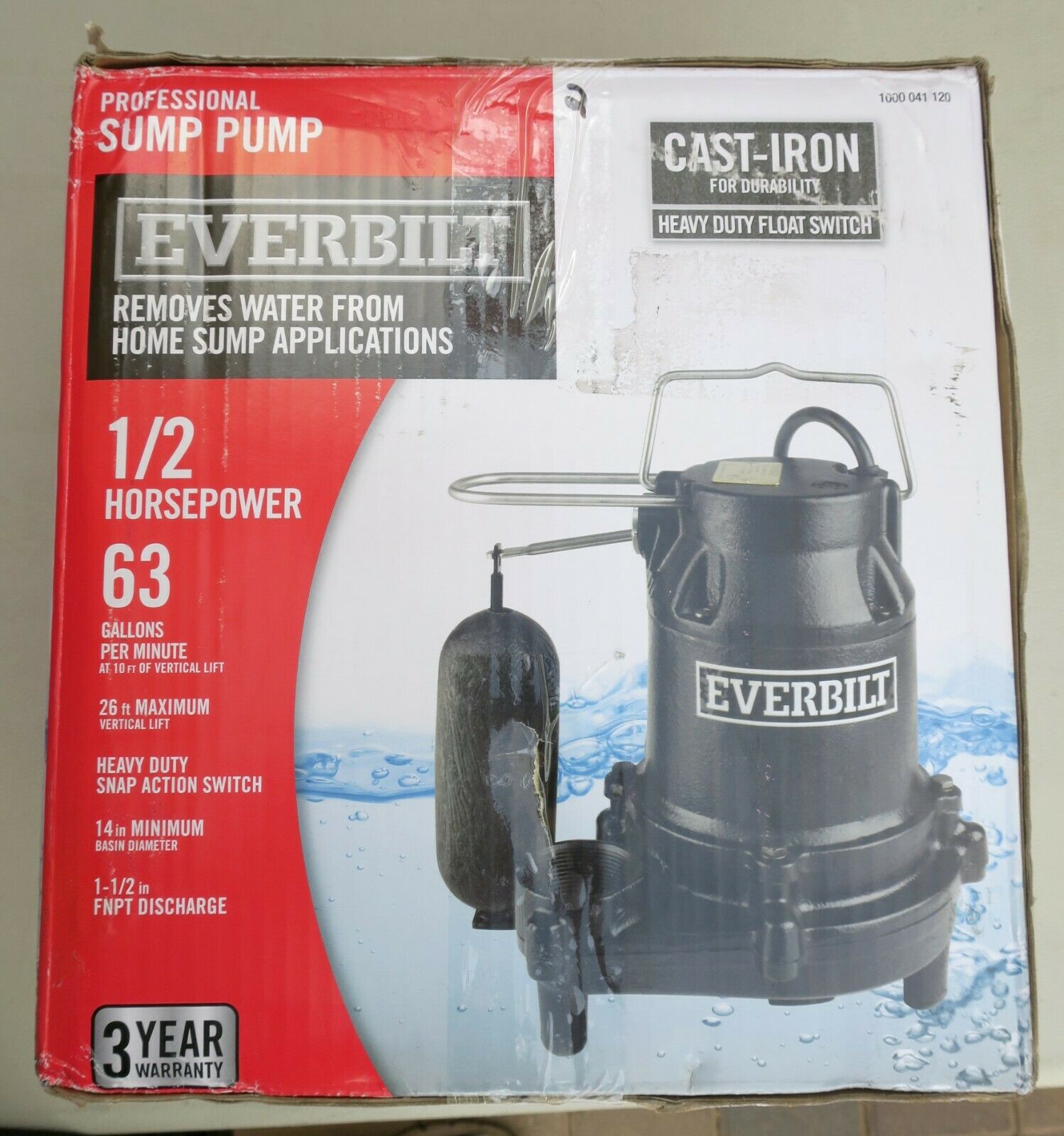 Everbilt 13 Hp Submersible Sump Pump With Vertical